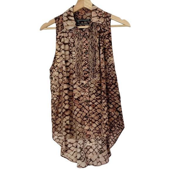All Saints | Tops | All Saints Bleach Python 0 Silk Pleated Button Up ...